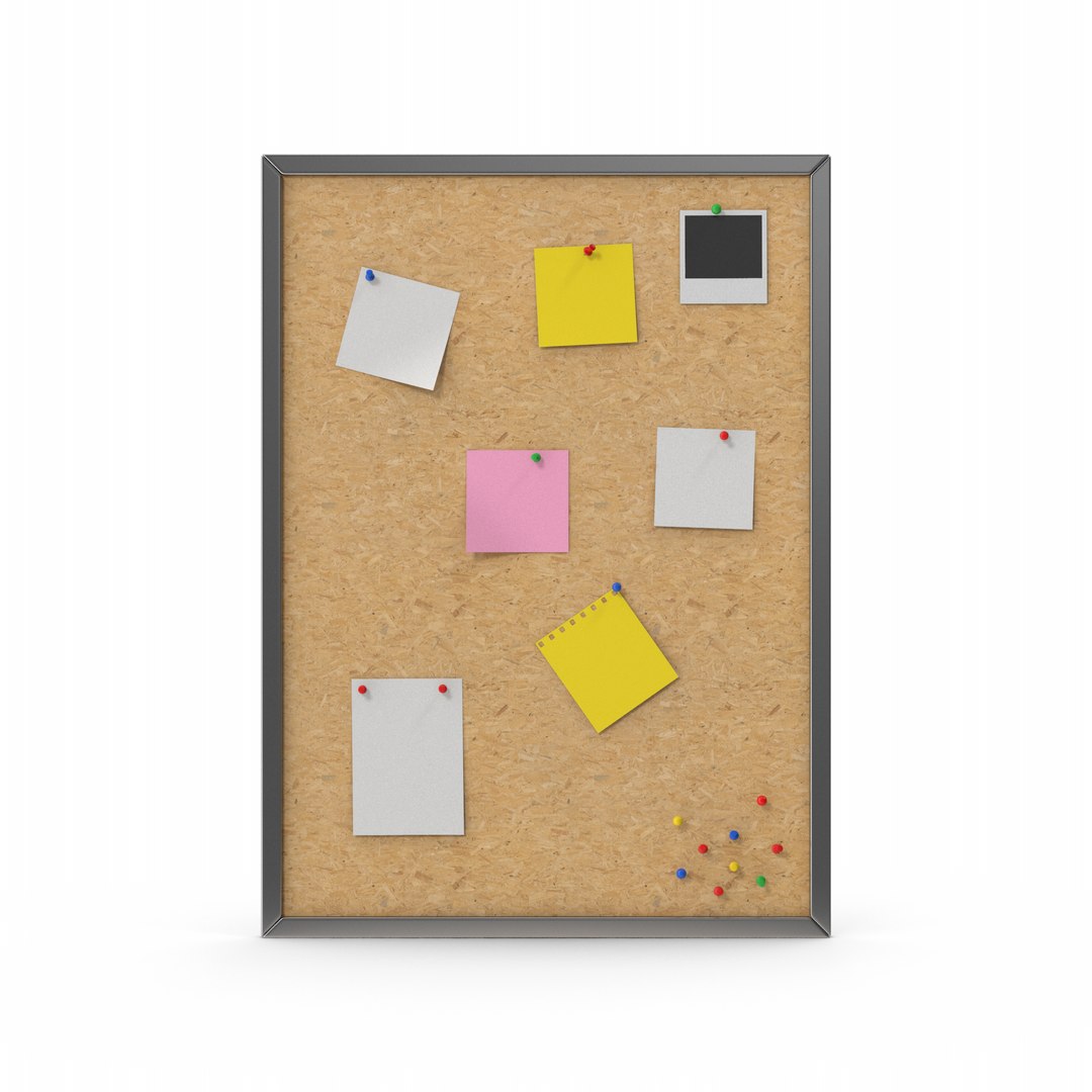 Pinboard With Notes 3D Model - TurboSquid 1838284