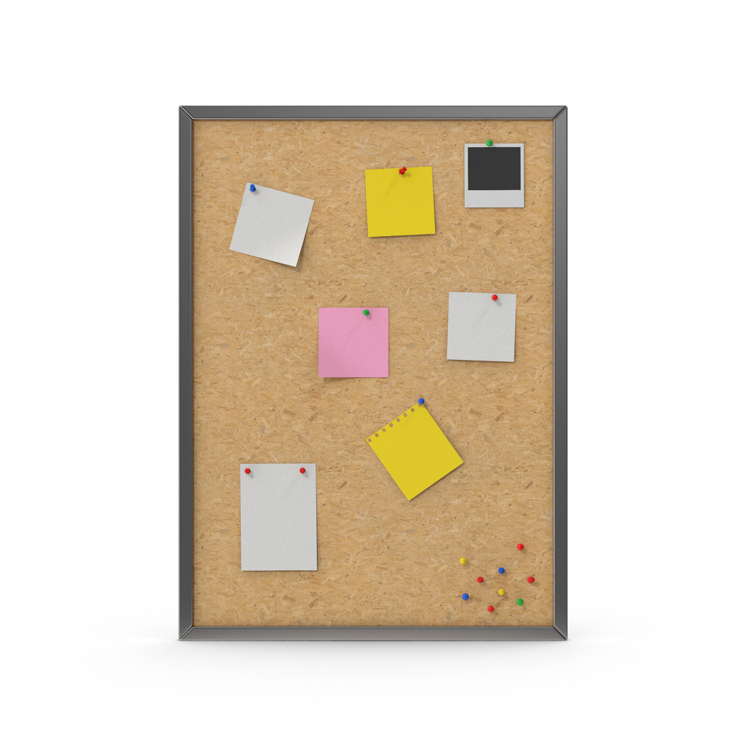 Pinboard With Notes 3D model - TurboSquid 1838284
