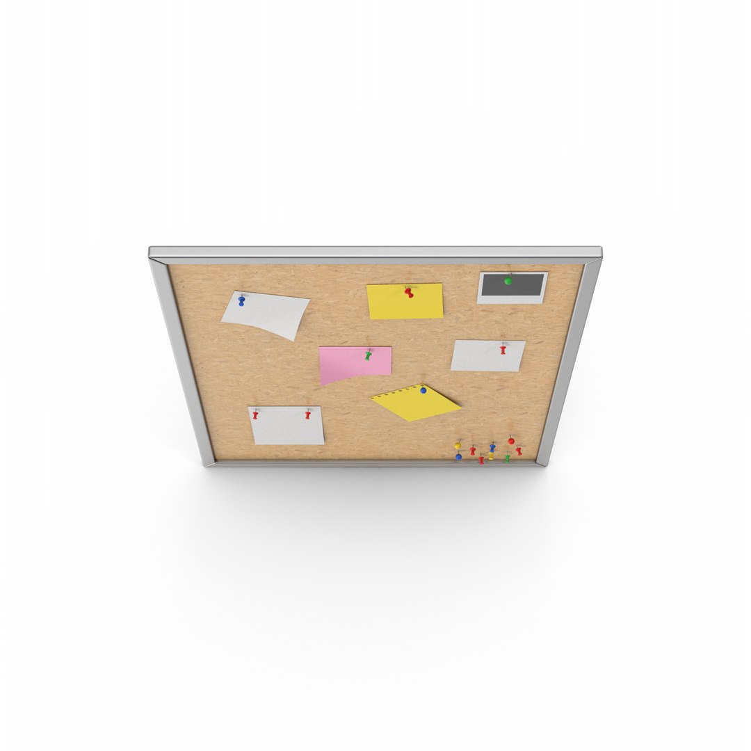 Pinboard With Notes 3D Model - TurboSquid 1838284
