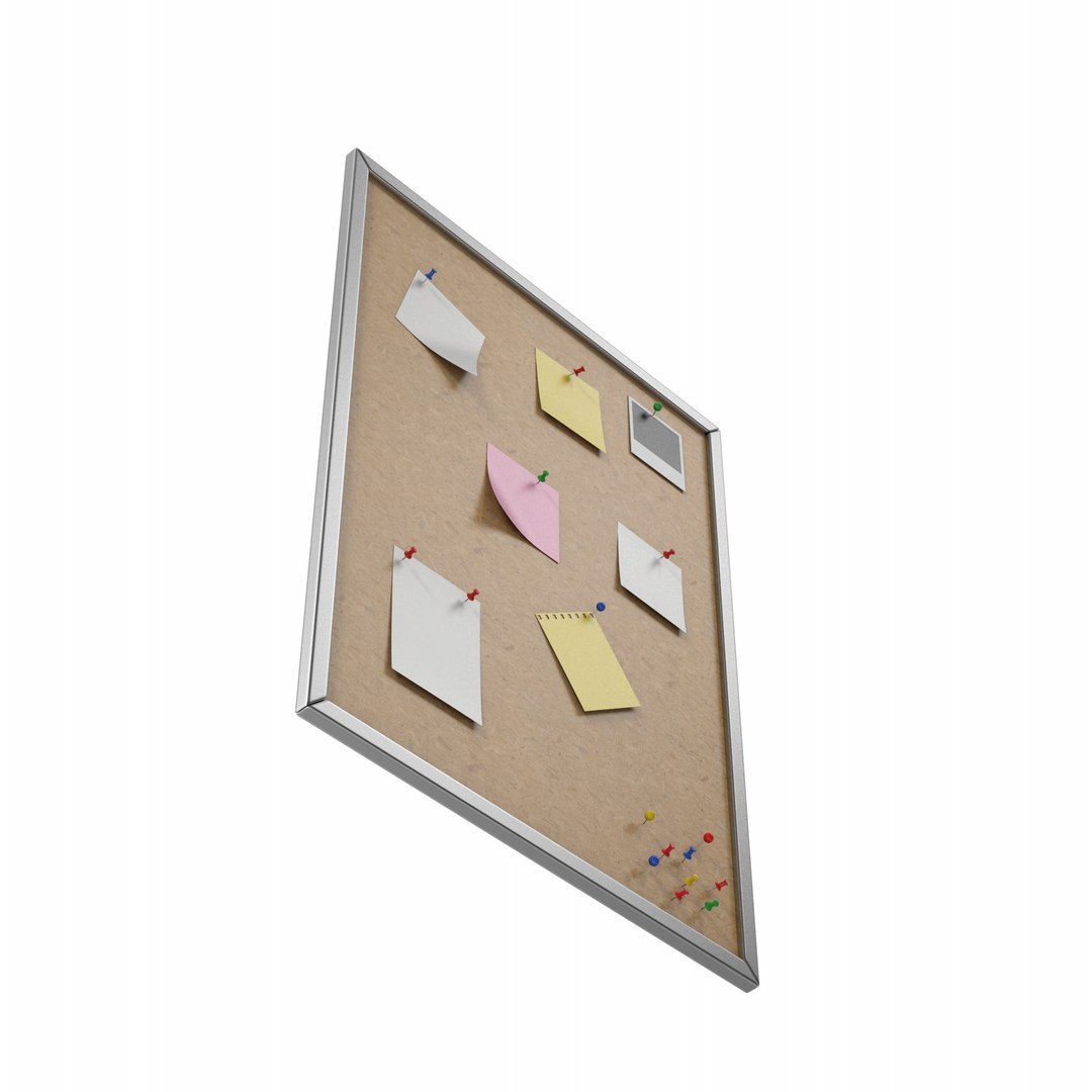 Pinboard With Notes 3D Model - TurboSquid 1838284