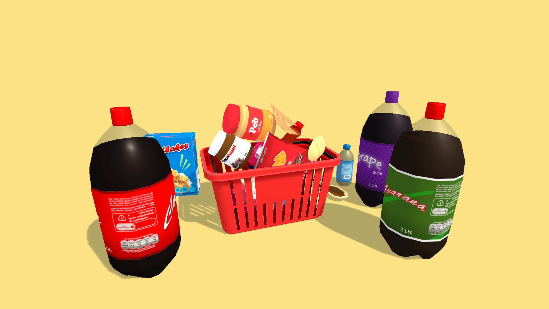 Pack Food Groceries Cartoon 3D Model - TurboSquid 1200352