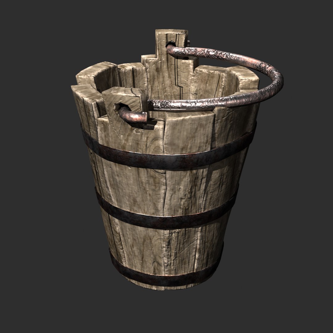 Old Wooden Bucket Model - TurboSquid 1276386