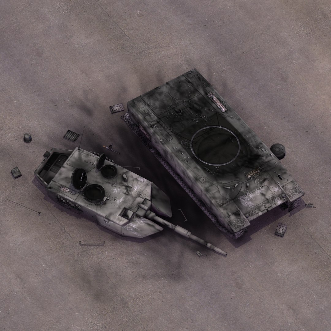 Lwo Wrecked Battle Tank