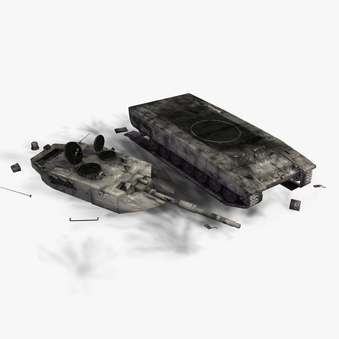 Lwo Wrecked Battle Tank