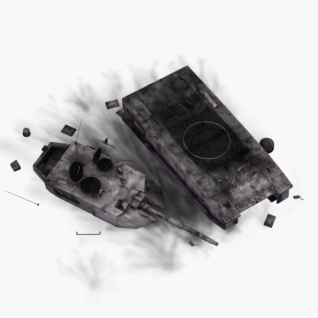 Lwo Wrecked Battle Tank