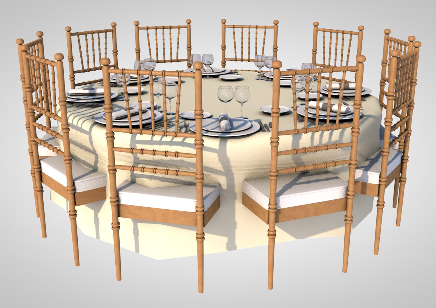 Banquet Table Dinner 3D Model - TurboSquid 1386325