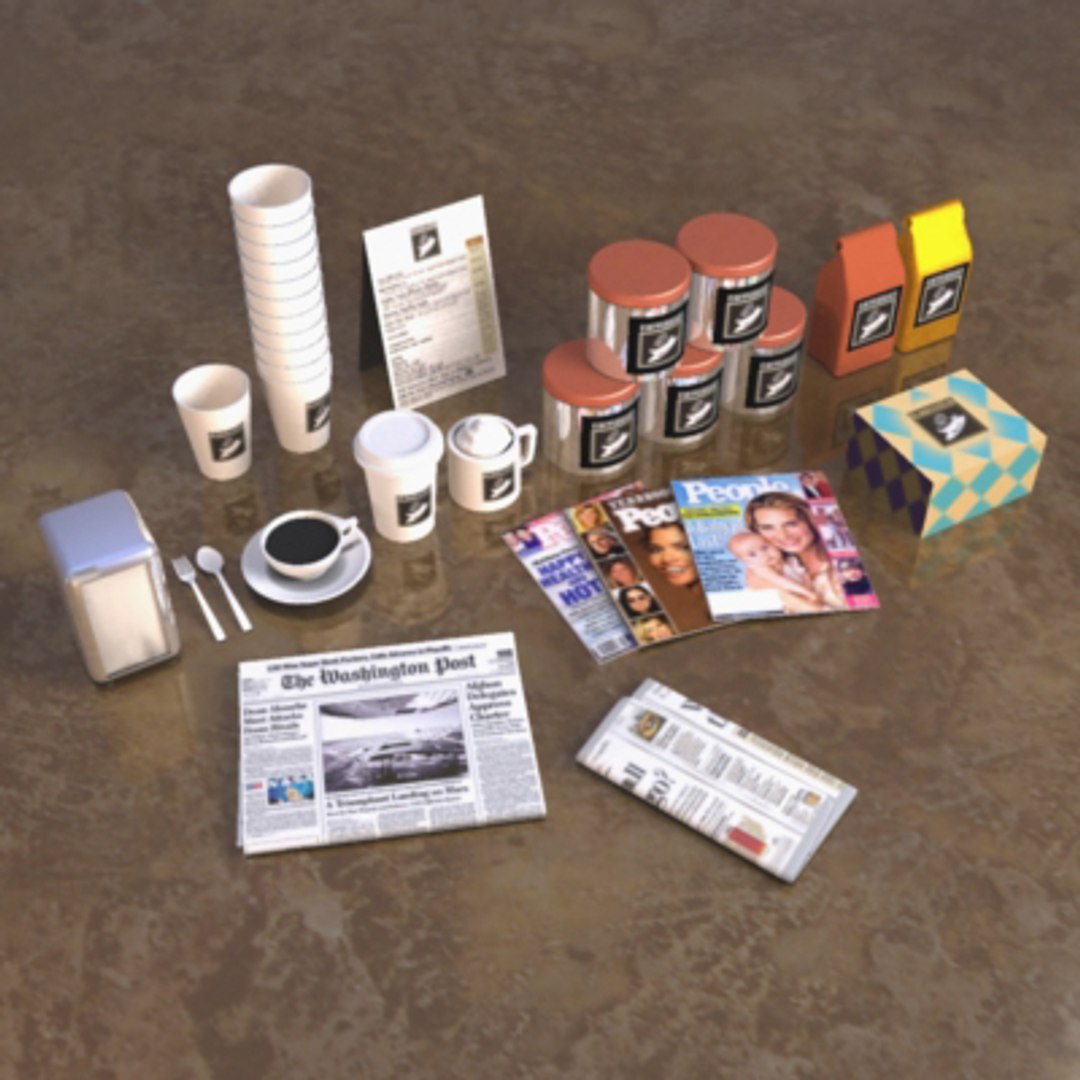 Coffee Shop Clutter 3d Model