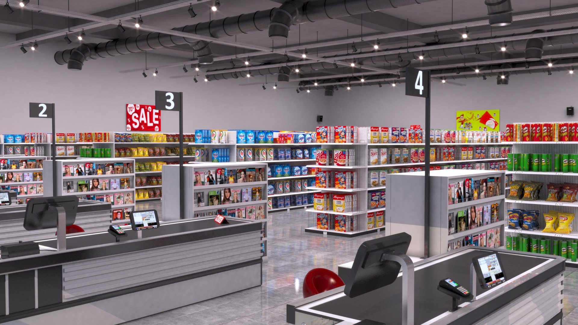 3D Model Supermarket Store Shopping - TurboSquid 1428959