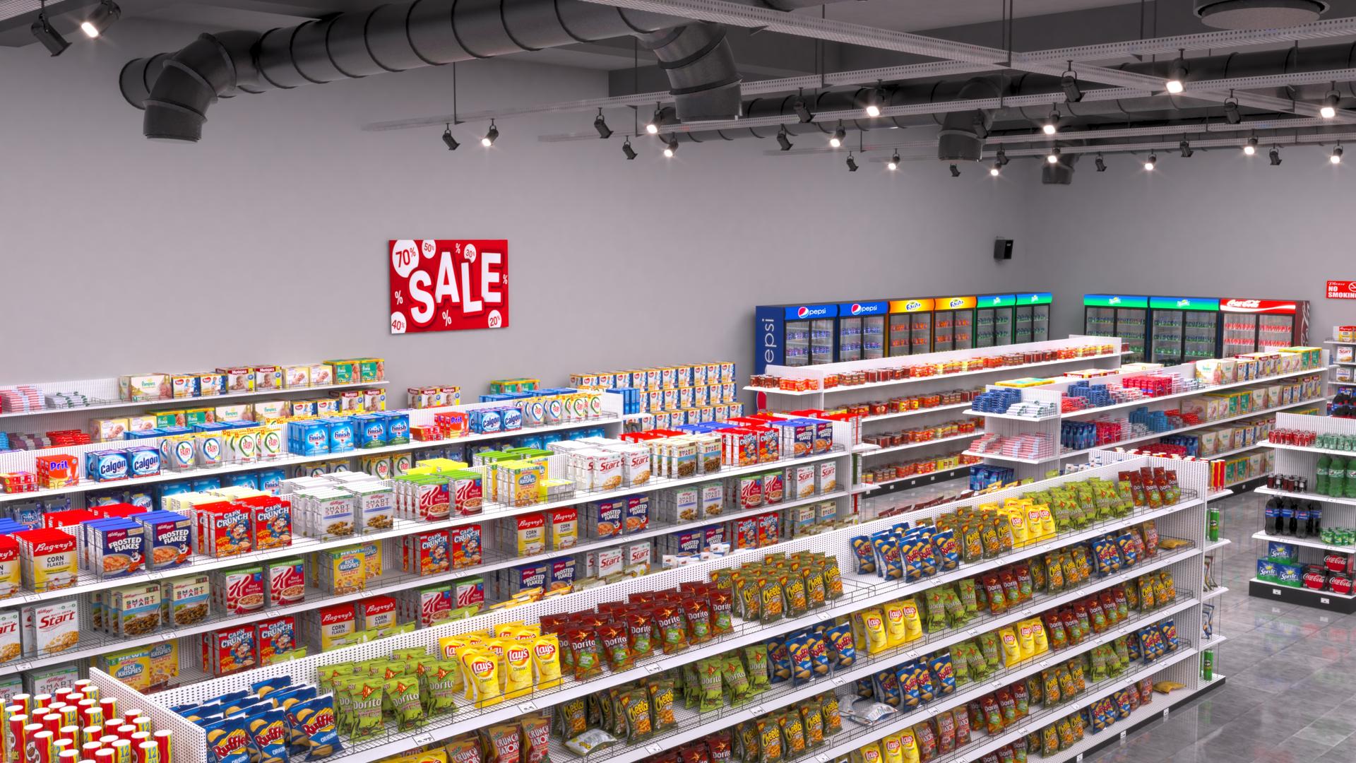 3D model supermarket store shopping - TurboSquid 1428959