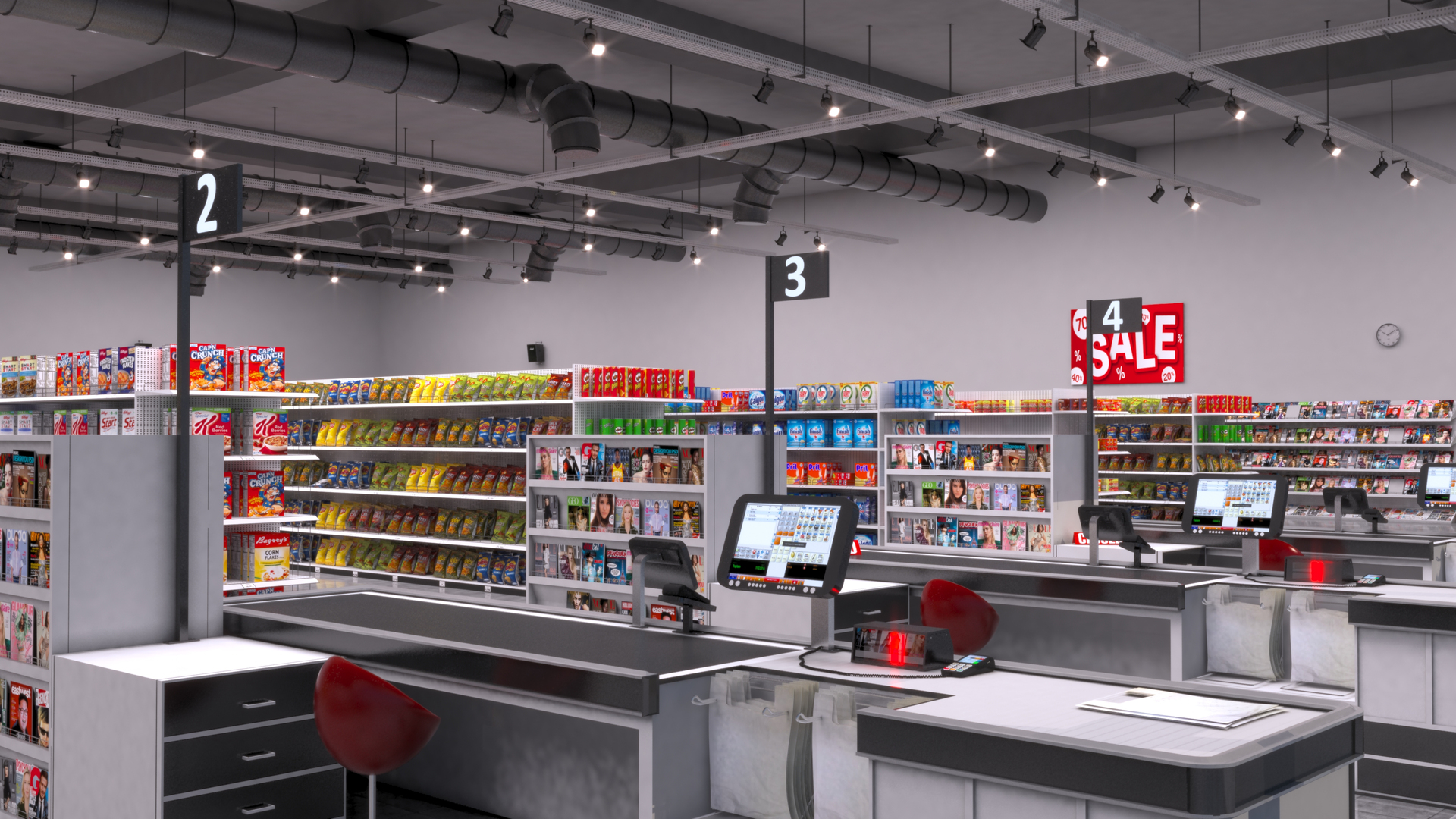 3D model supermarket store shopping - TurboSquid 1428959