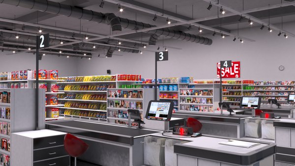 3D model supermarket store shopping - TurboSquid 1428959