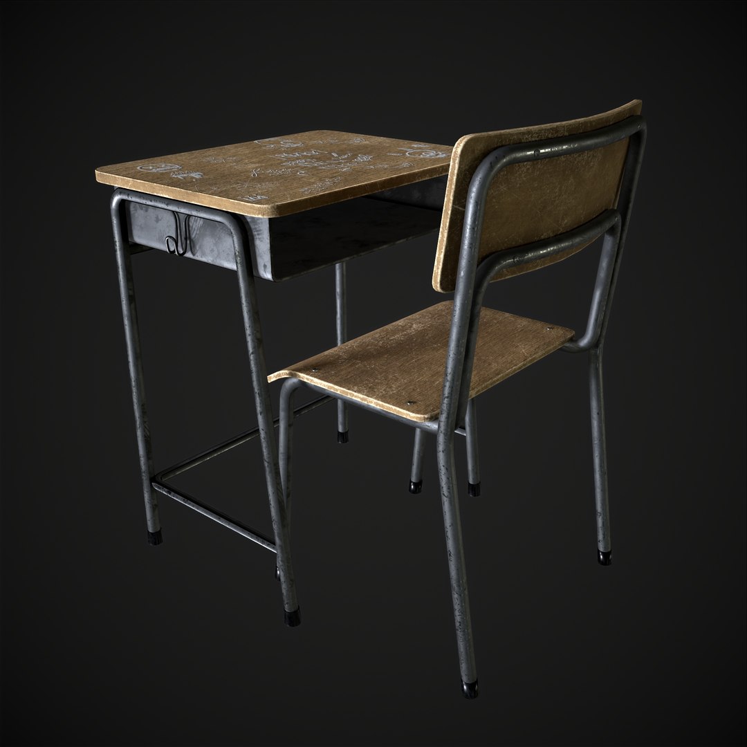 School Table And Chair 3D Model - TurboSquid 2132618