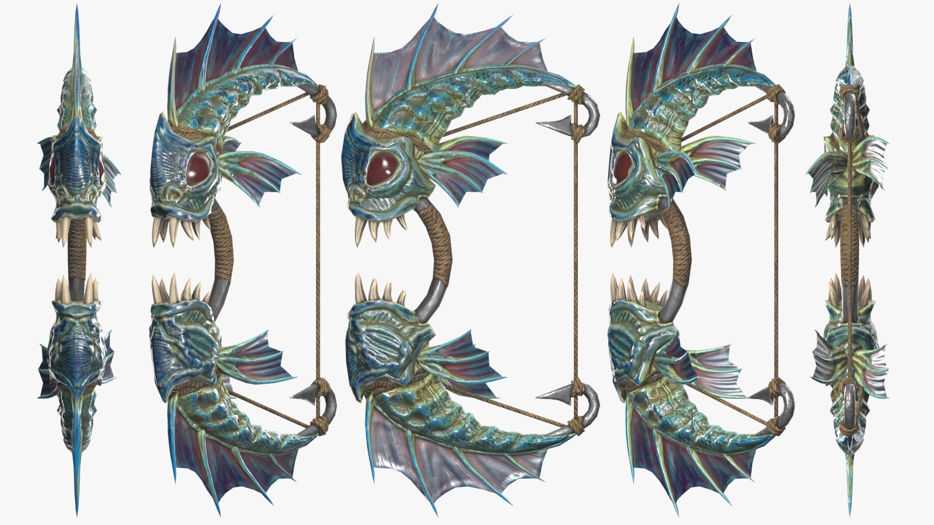 3D Fantasy RPG Monster Hunter Weapons - Bow Longbow Recurve Compound ...