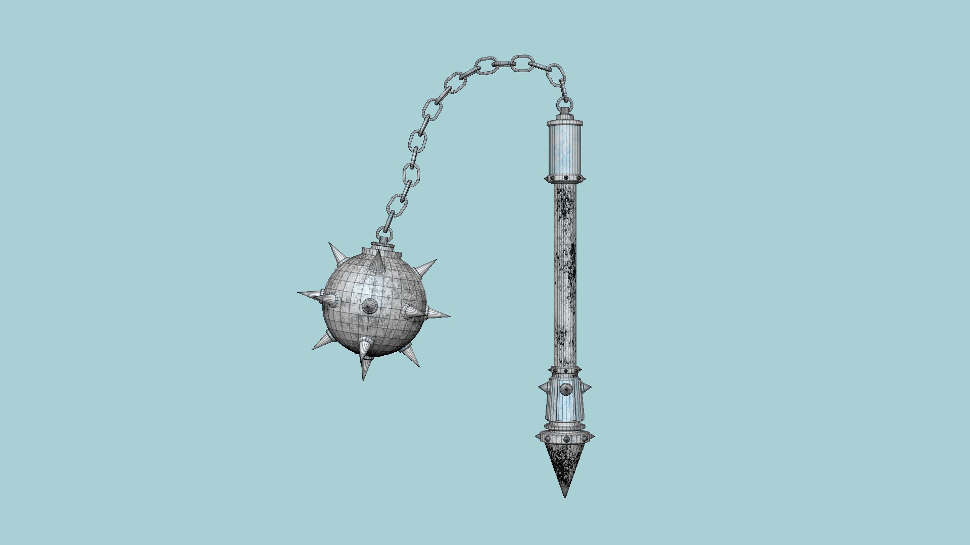 Medieval Flail 05 Frost - Character Fantasy Weaponry 3D Model ...