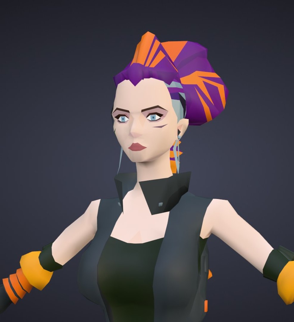 3D Midpoly Cyberpunk Female Character - TurboSquid 2104387