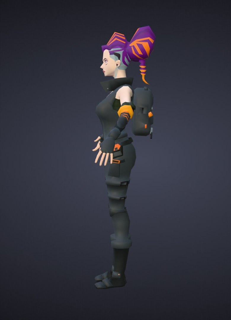 3D Midpoly Cyberpunk Female Character - TurboSquid 2104387
