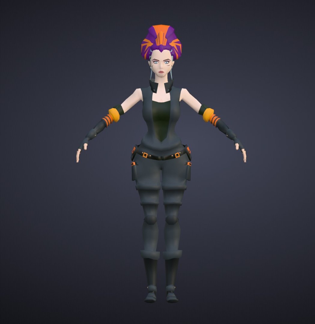 3D Midpoly Cyberpunk Female Character - TurboSquid 2104387