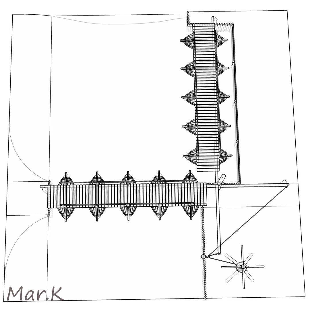 3d model pontoon bridge