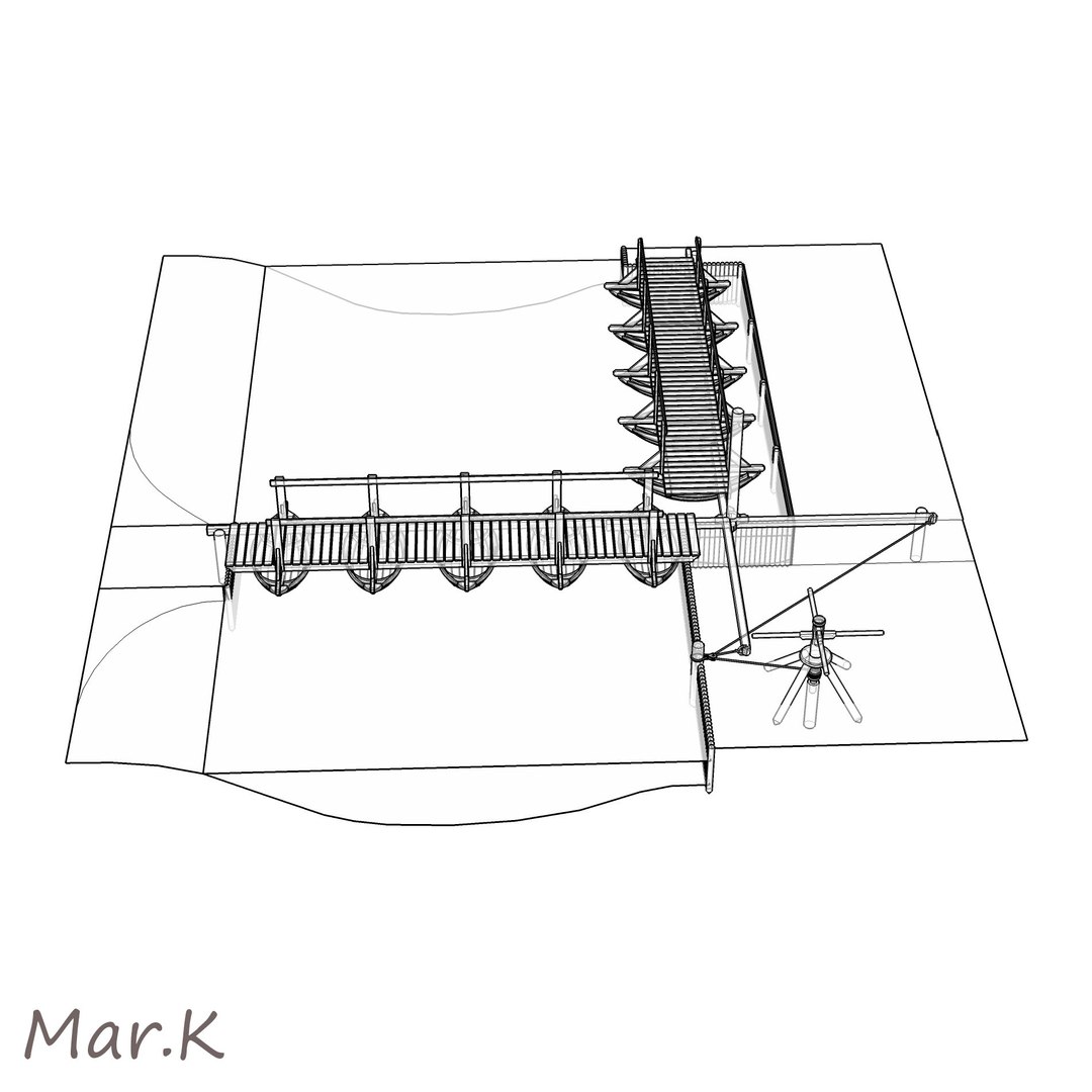 3d model pontoon bridge