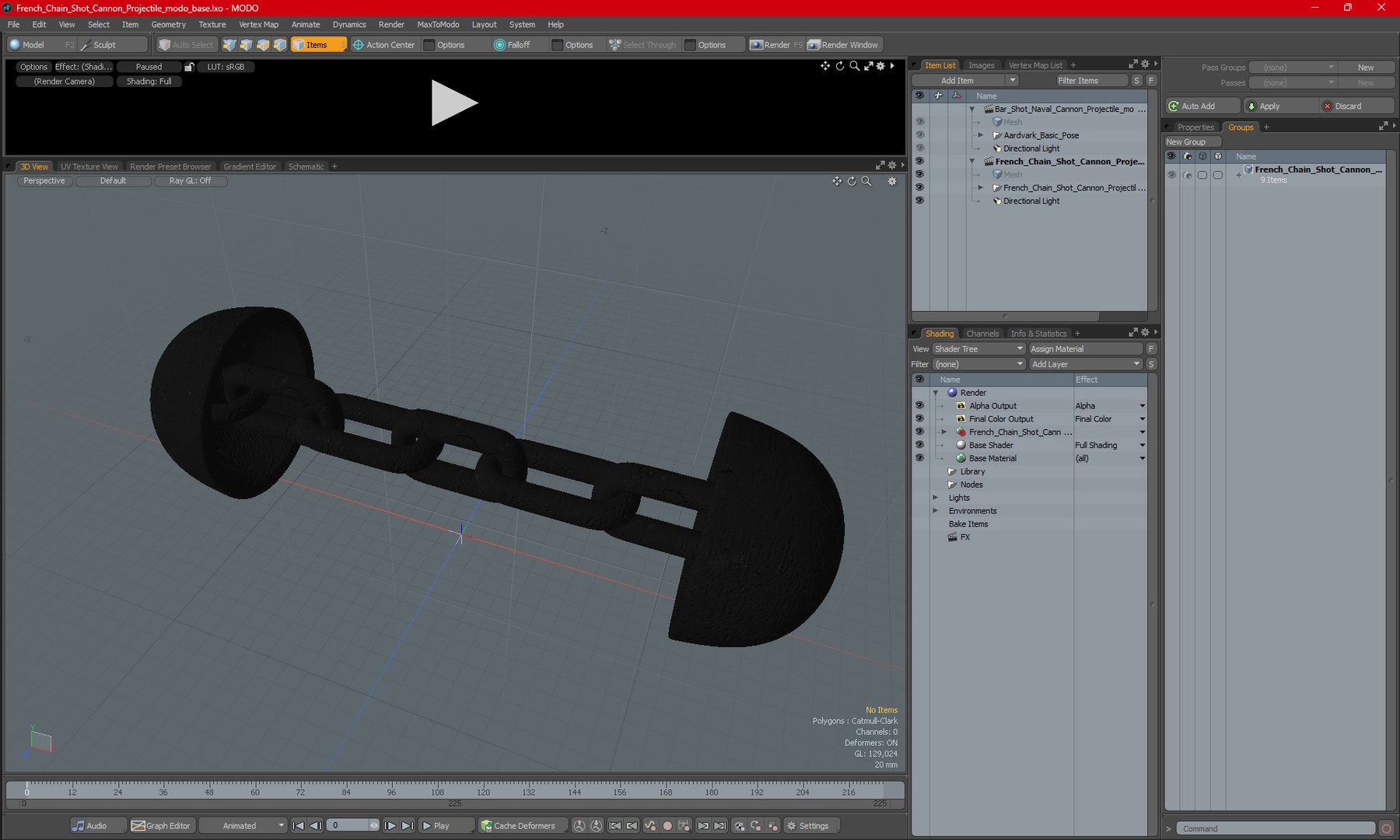French Chain Shot Cannon Projectile 3D - TurboSquid 2181318