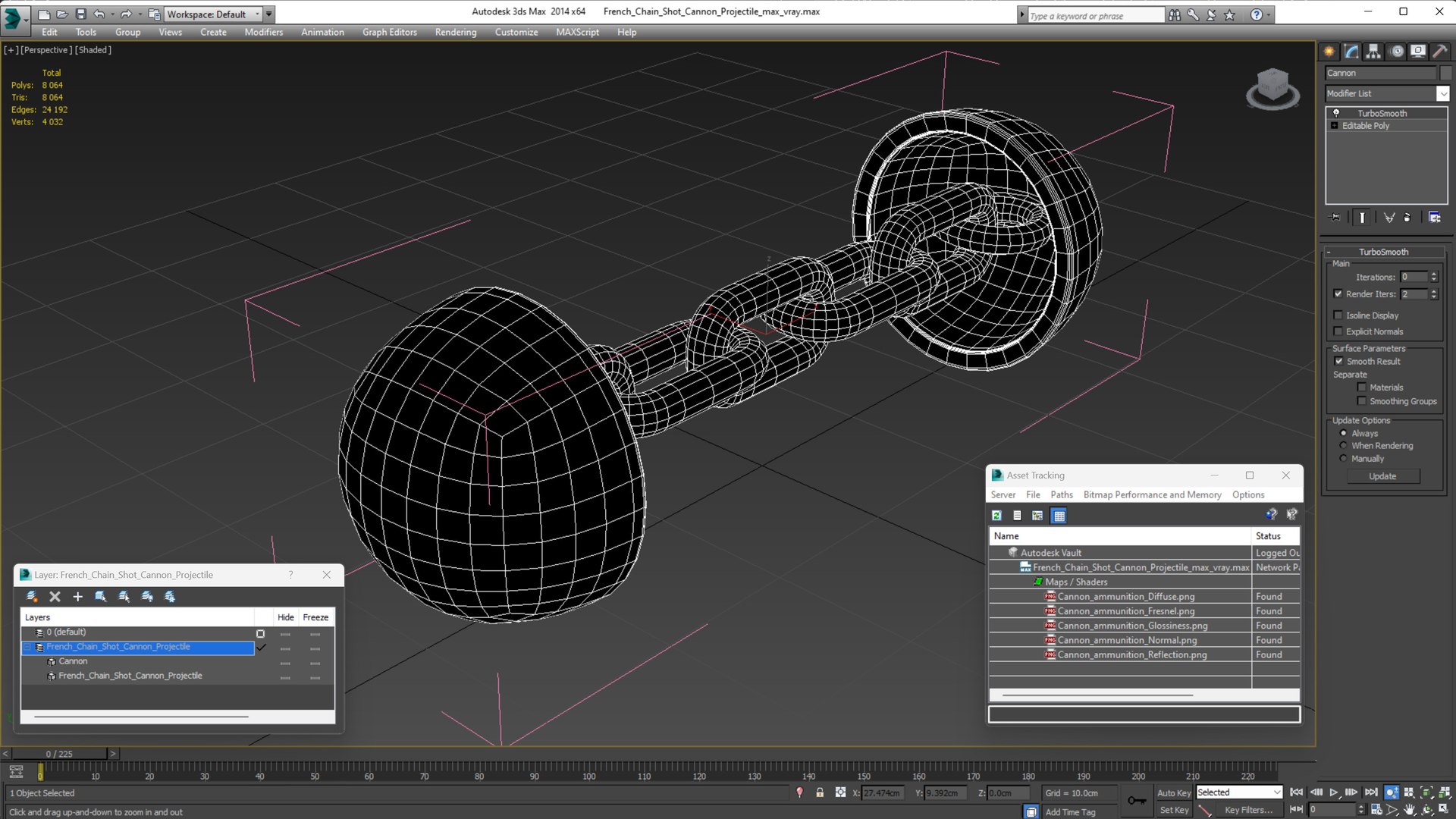 French Chain Shot Cannon Projectile 3D - TurboSquid 2181318