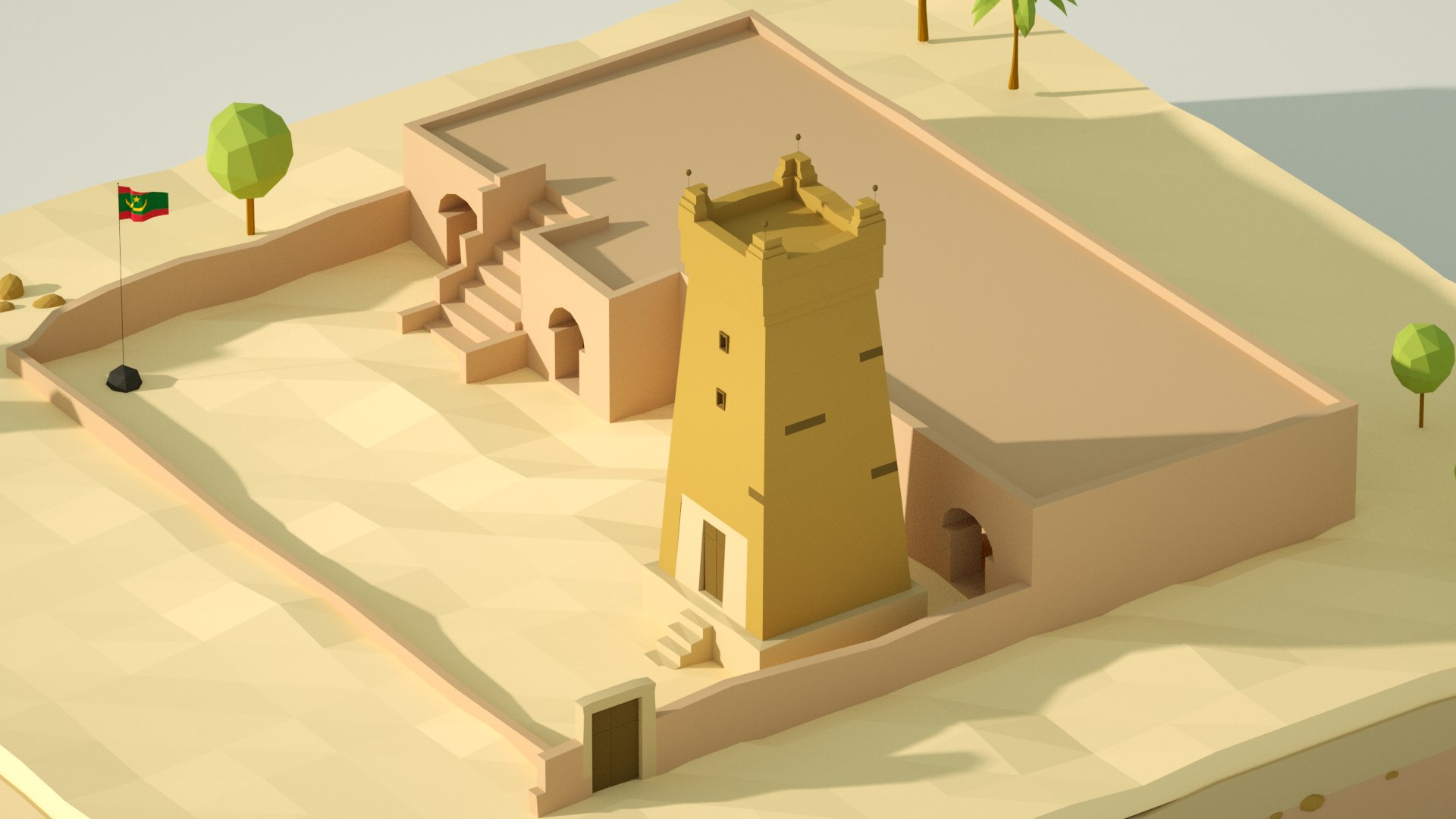 3D model Chinguetti Mosque Mauritania Low poly - TurboSquid 2071614