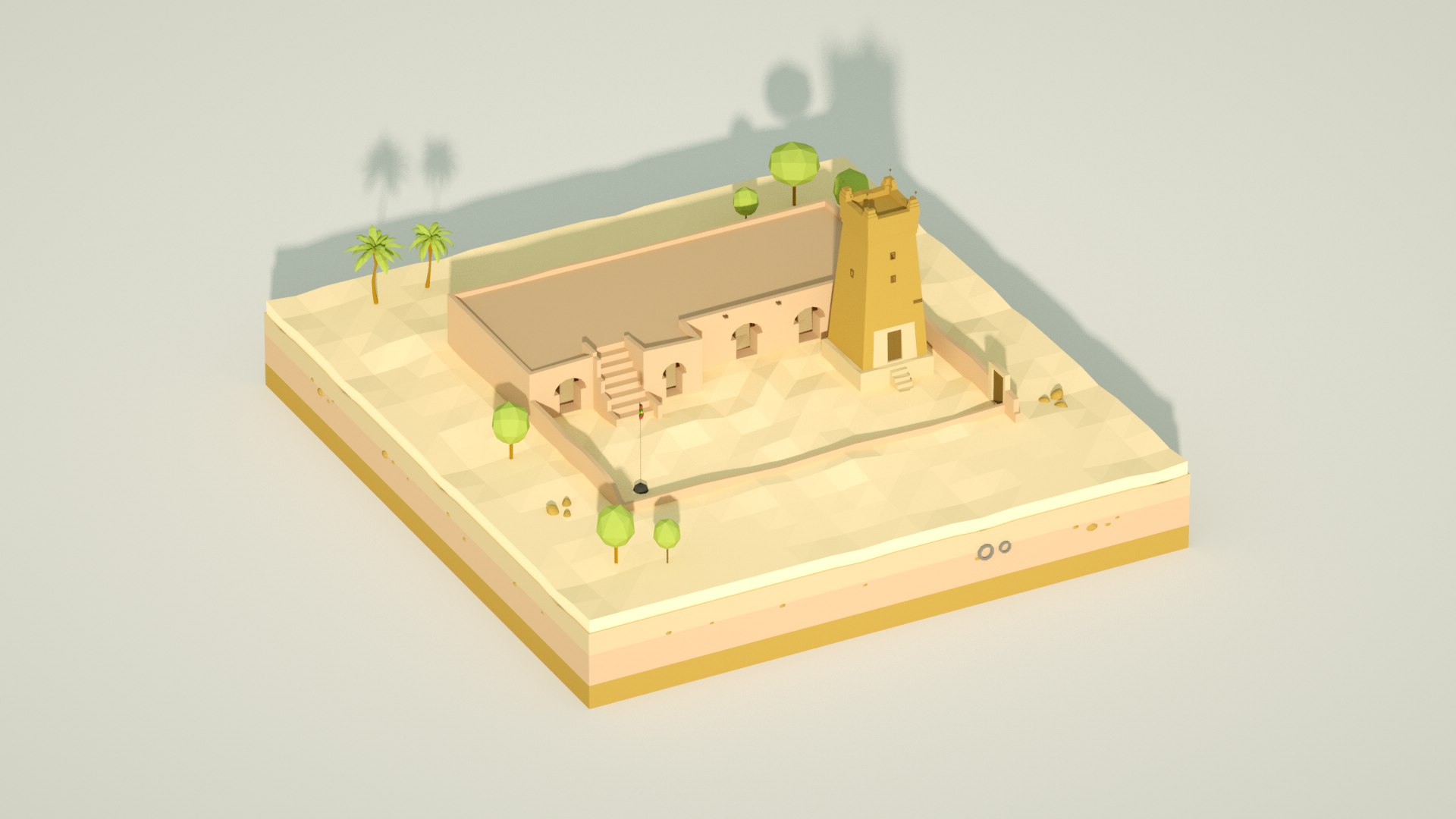 3D model Chinguetti Mosque Mauritania Low poly - TurboSquid 2071614
