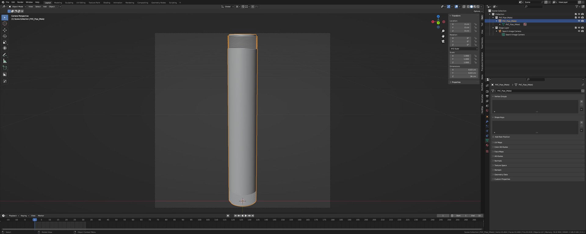 3D PVC Pipe Male - TurboSquid 2093844