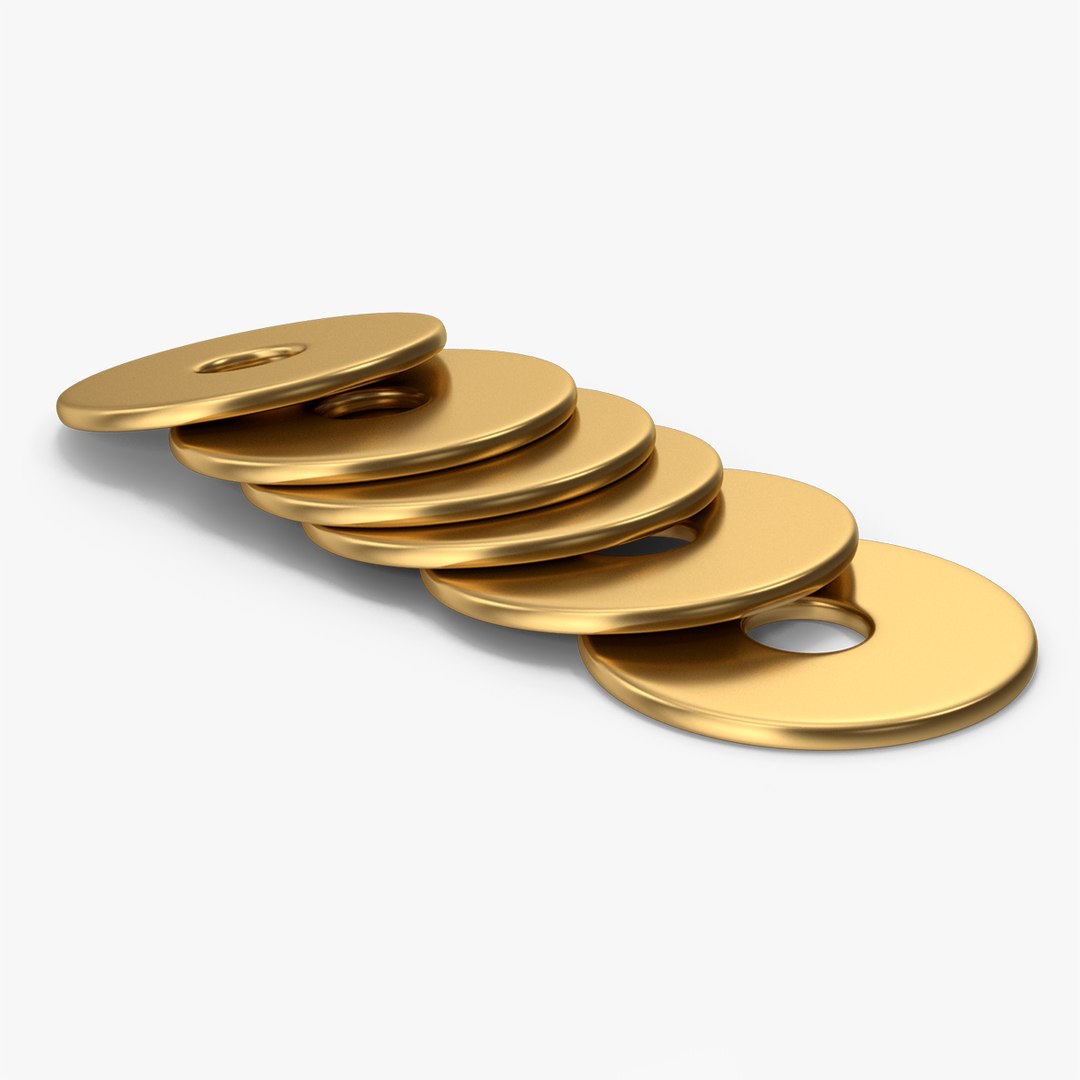 3D model Gold Metal Washer Stack - TurboSquid 2004419