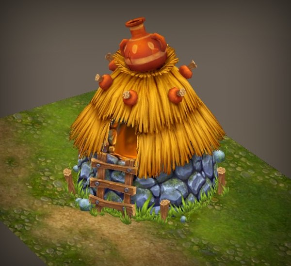 3d model handpainted fantasy hut
