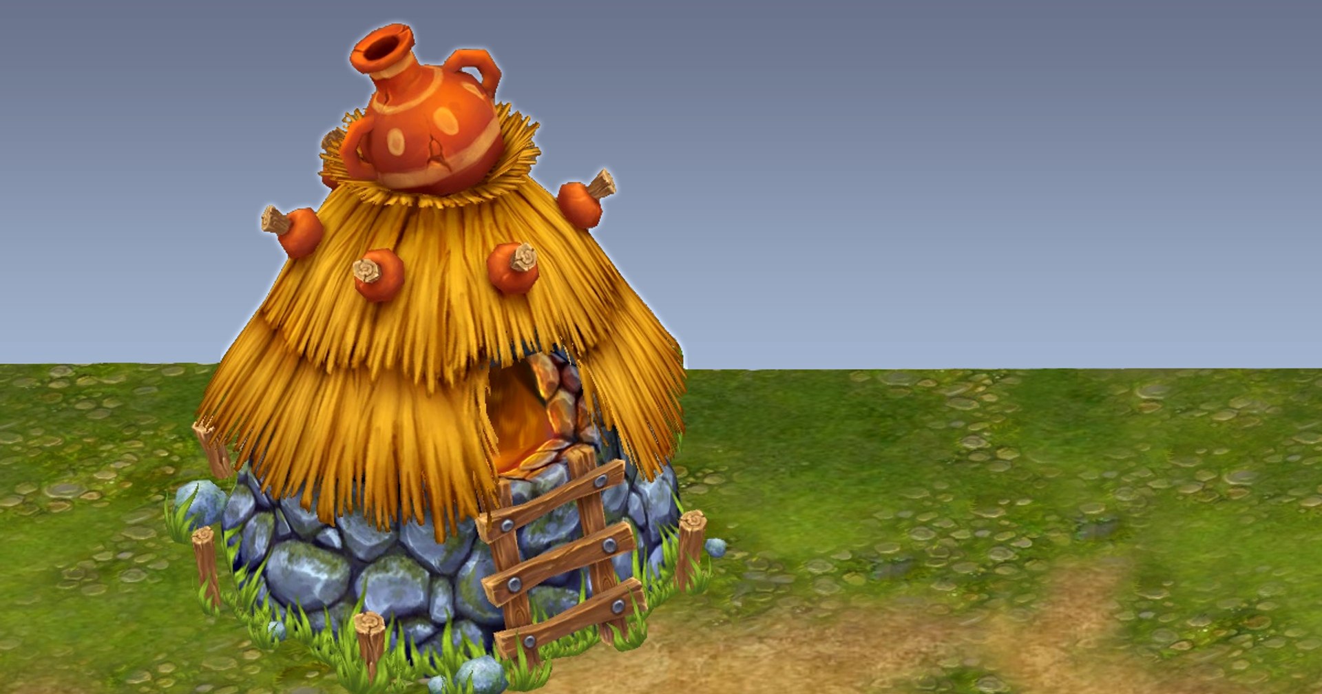 3d model handpainted fantasy hut