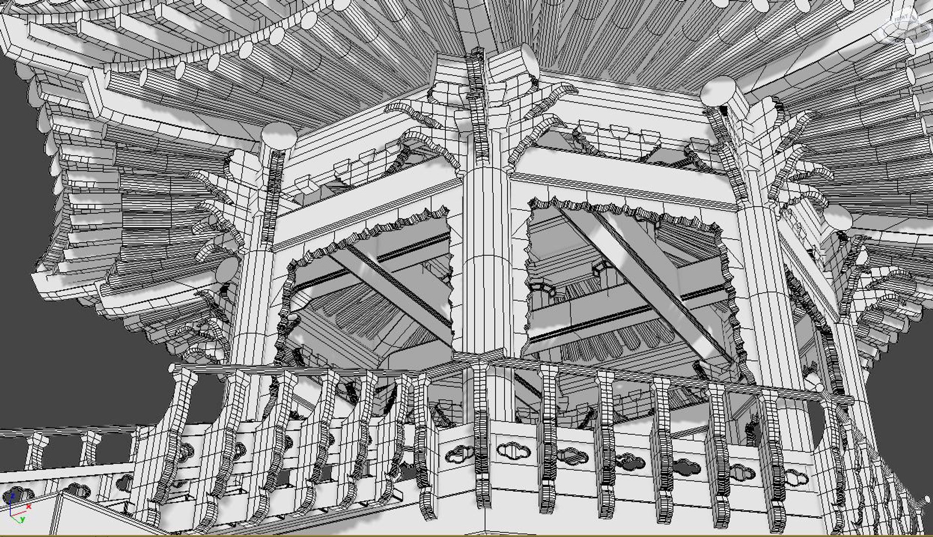 Octagonal Wooden Pavilion 3d Model