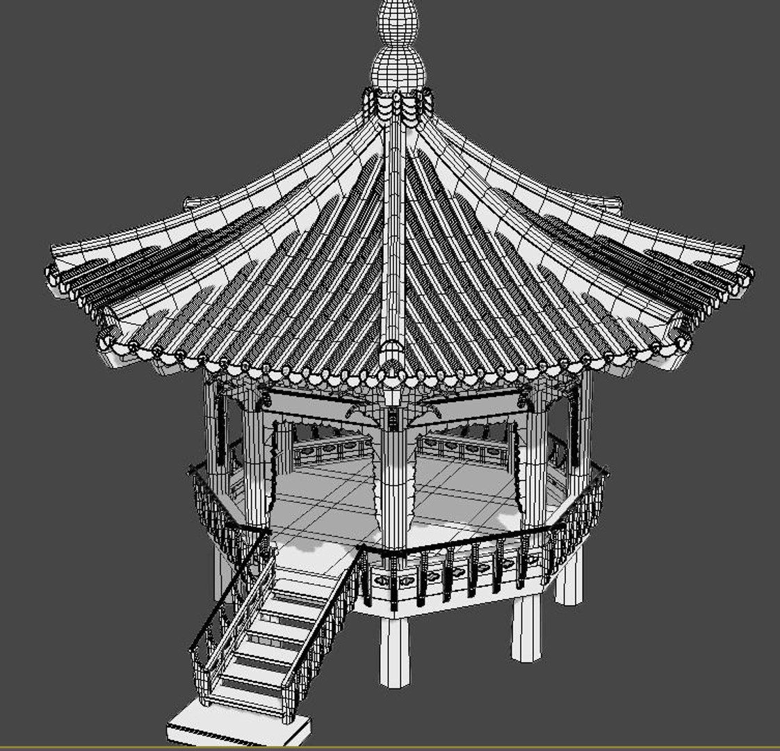 Octagonal Wooden Pavilion 3d Model