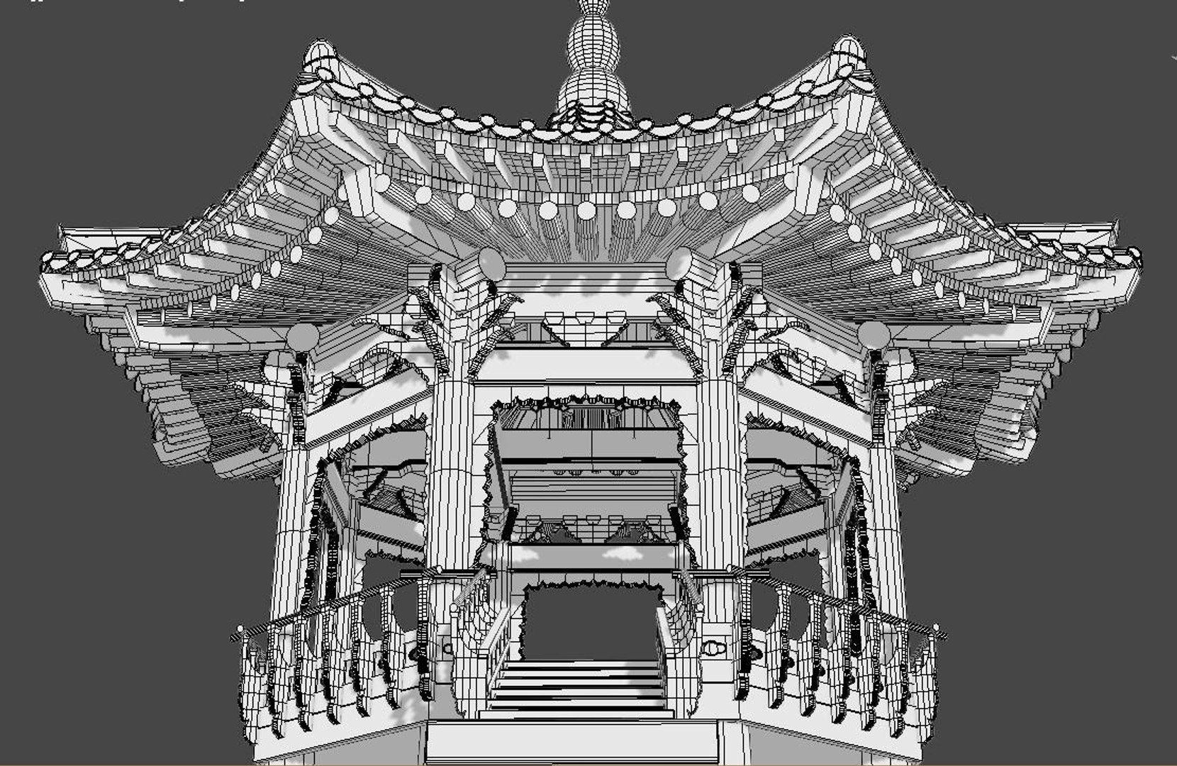 Octagonal Wooden Pavilion 3d Model
