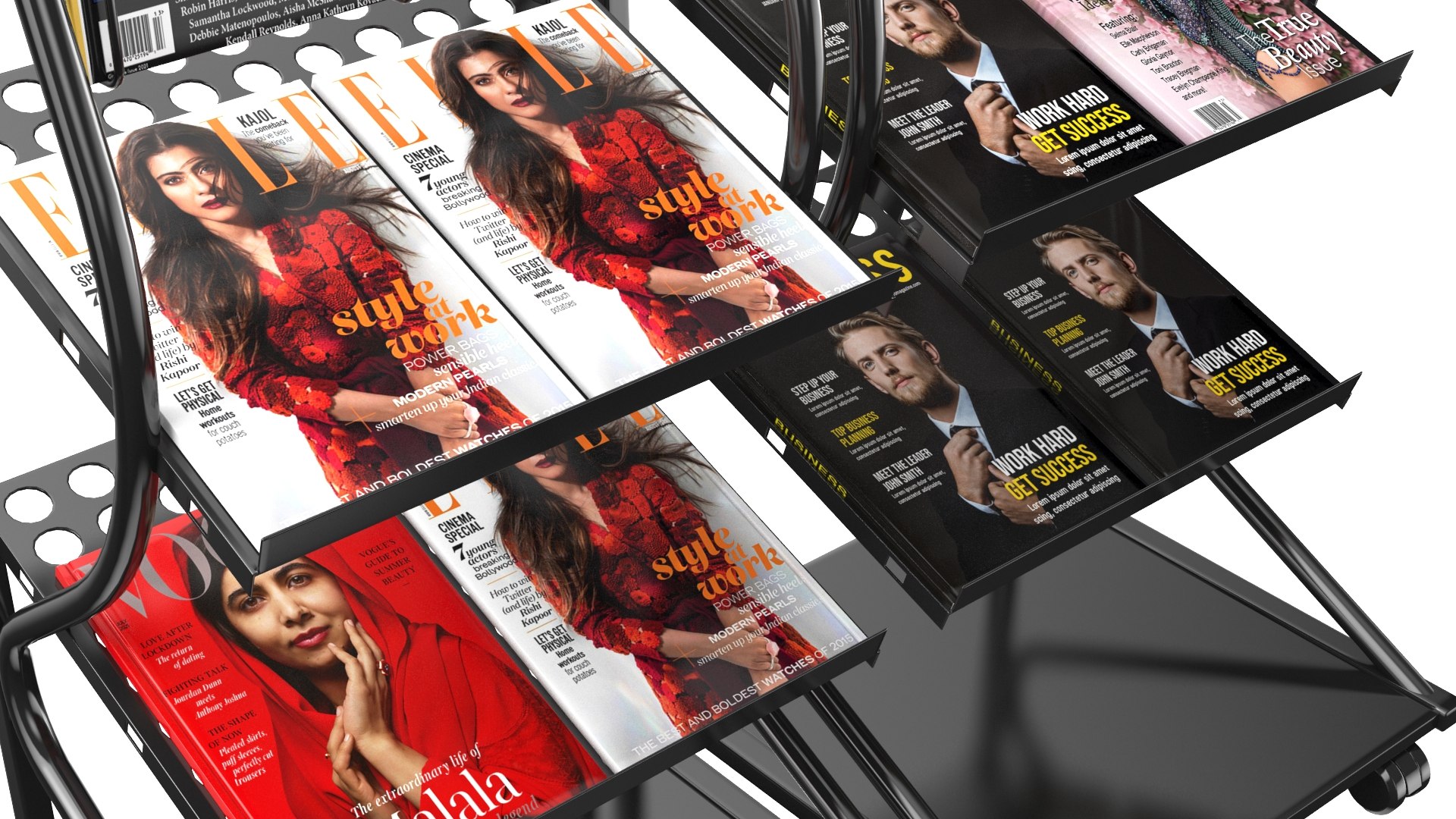 3D Model Detailed Magazine Rack With Magazines 02 - TurboSquid 2131234