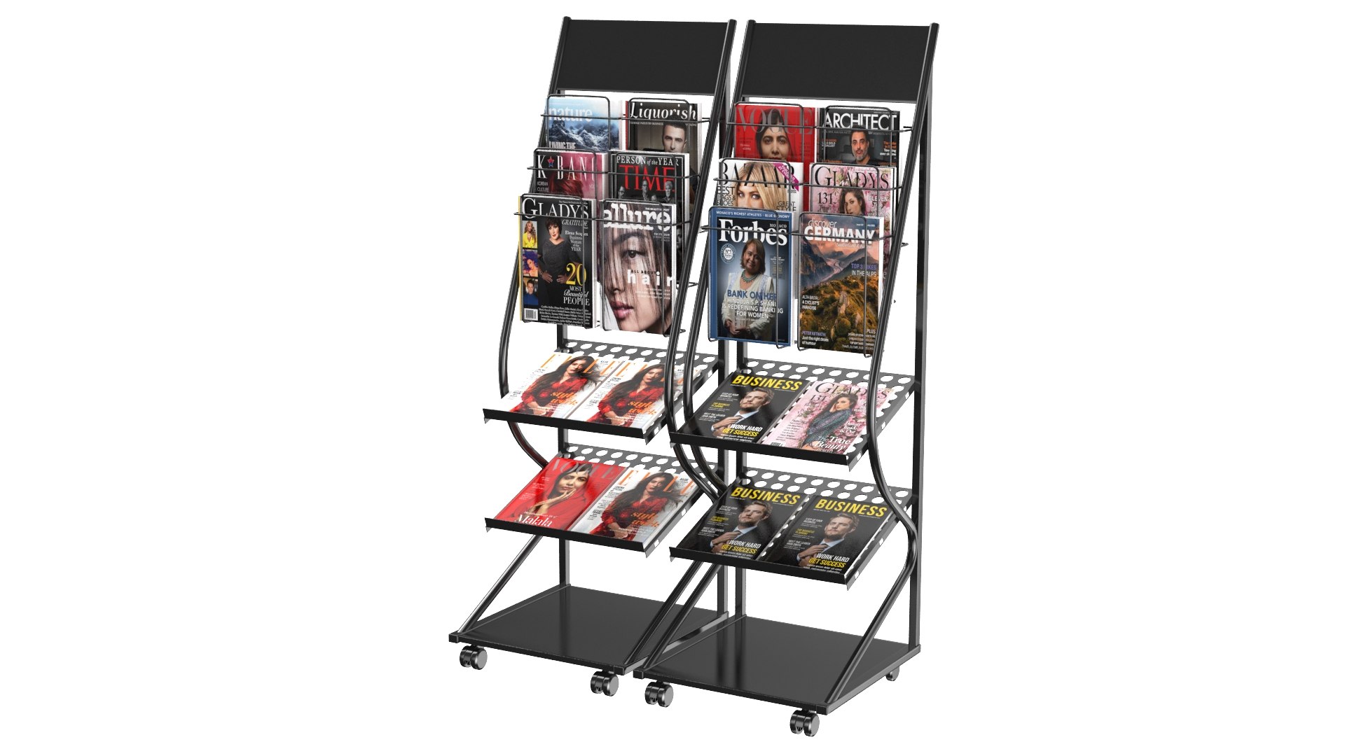 3D Model Detailed Magazine Rack With Magazines 02 - TurboSquid 2131234