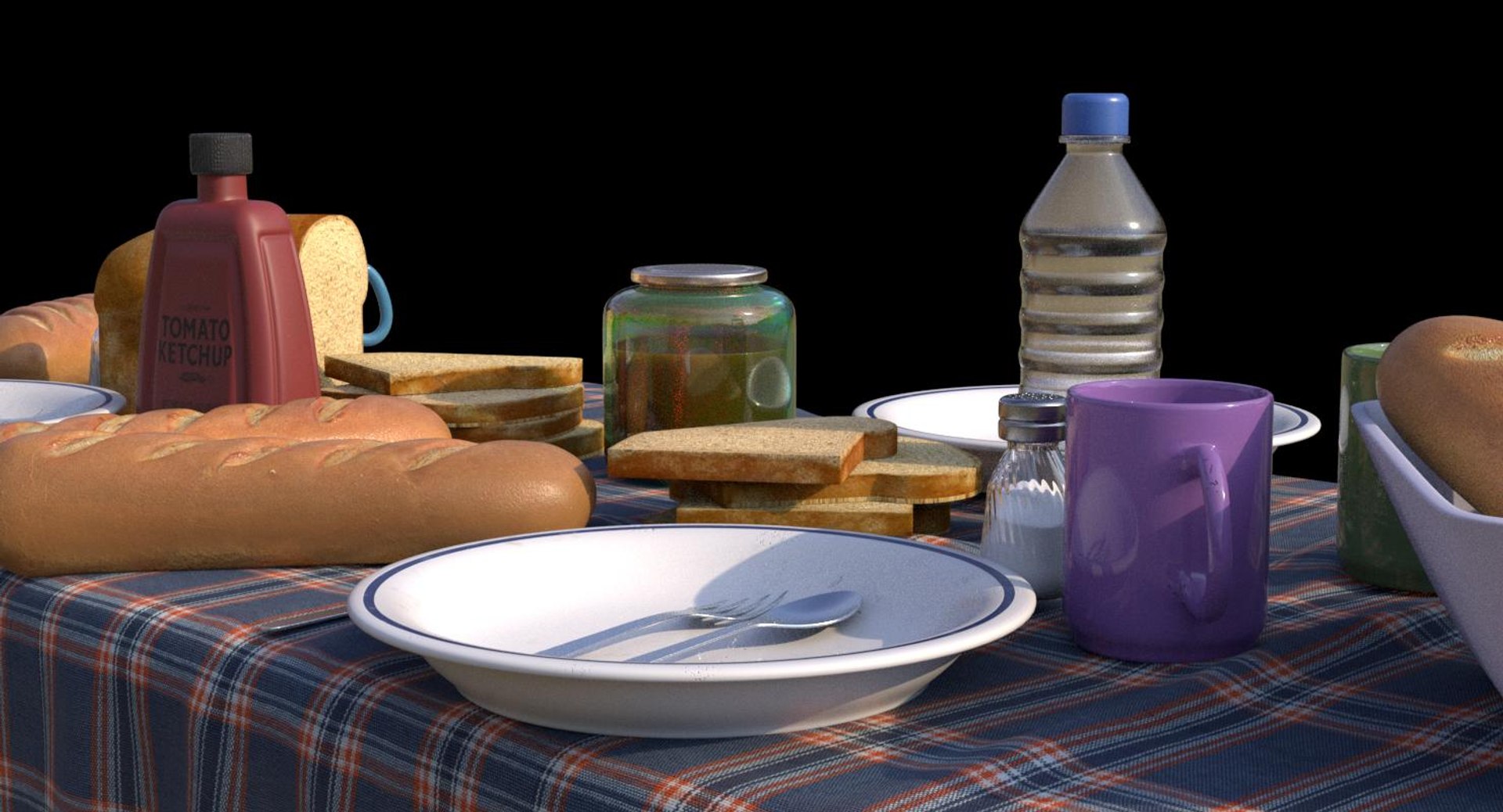 3D breakfast food table model - TurboSquid 1400869