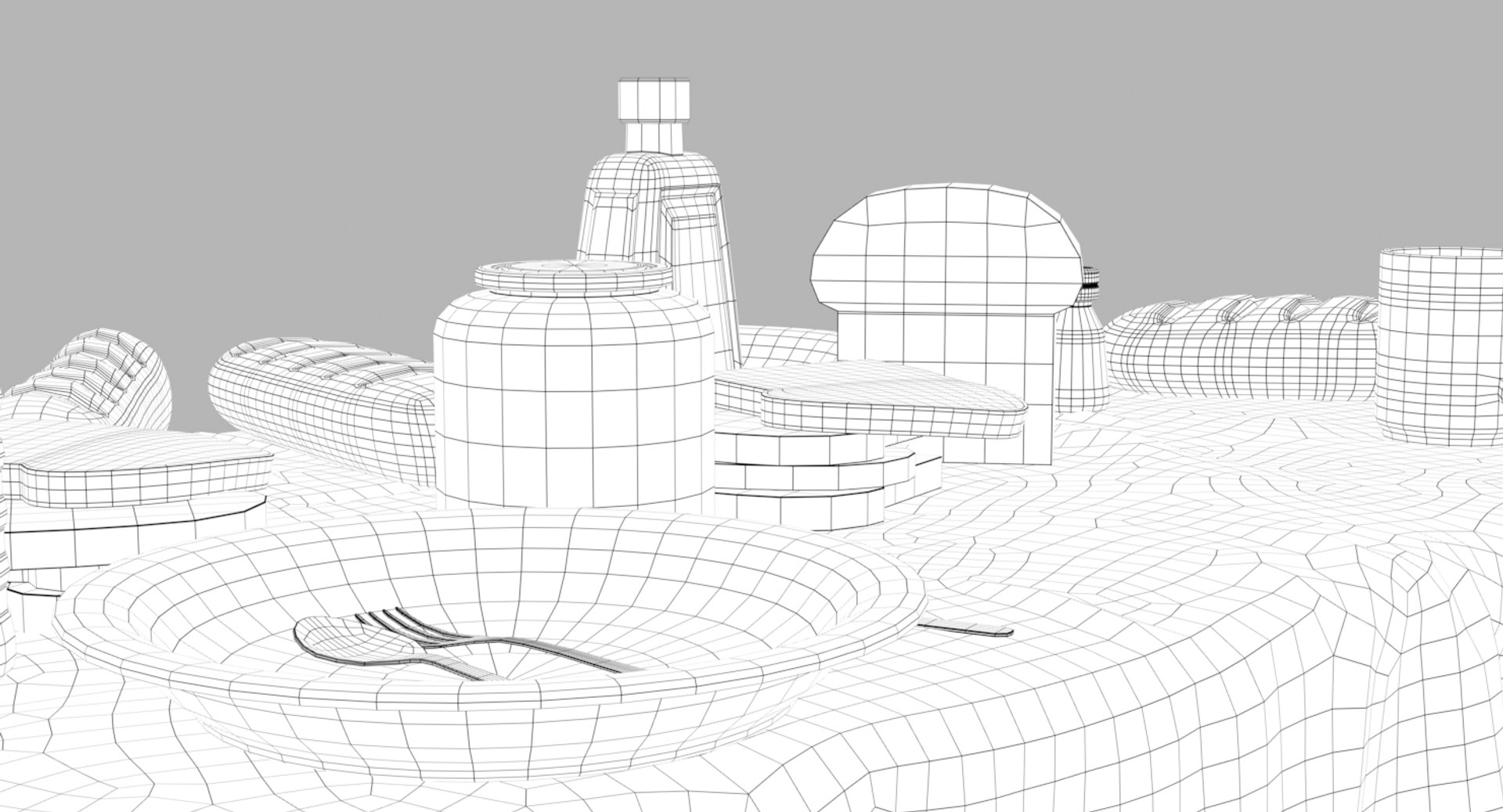 3D breakfast food table model - TurboSquid 1400869