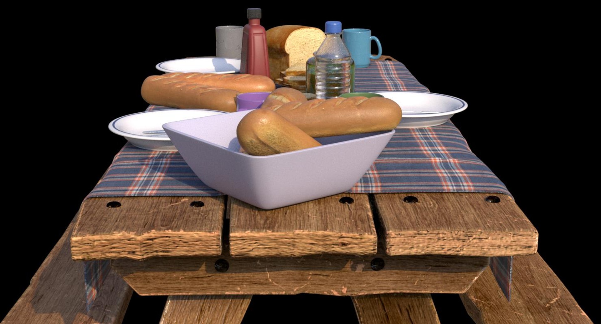 3D breakfast food table model - TurboSquid 1400869