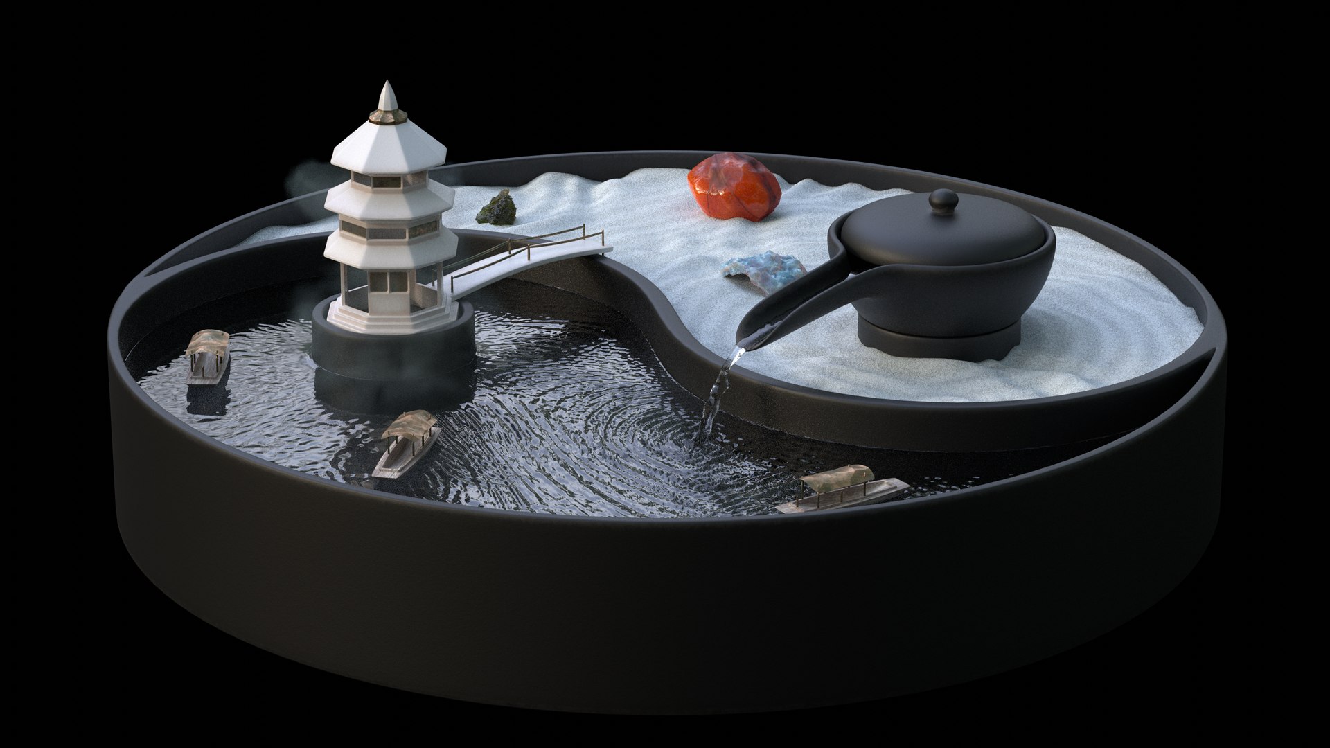 Desktop Zen Garden 3D Model - TurboSquid 2150211