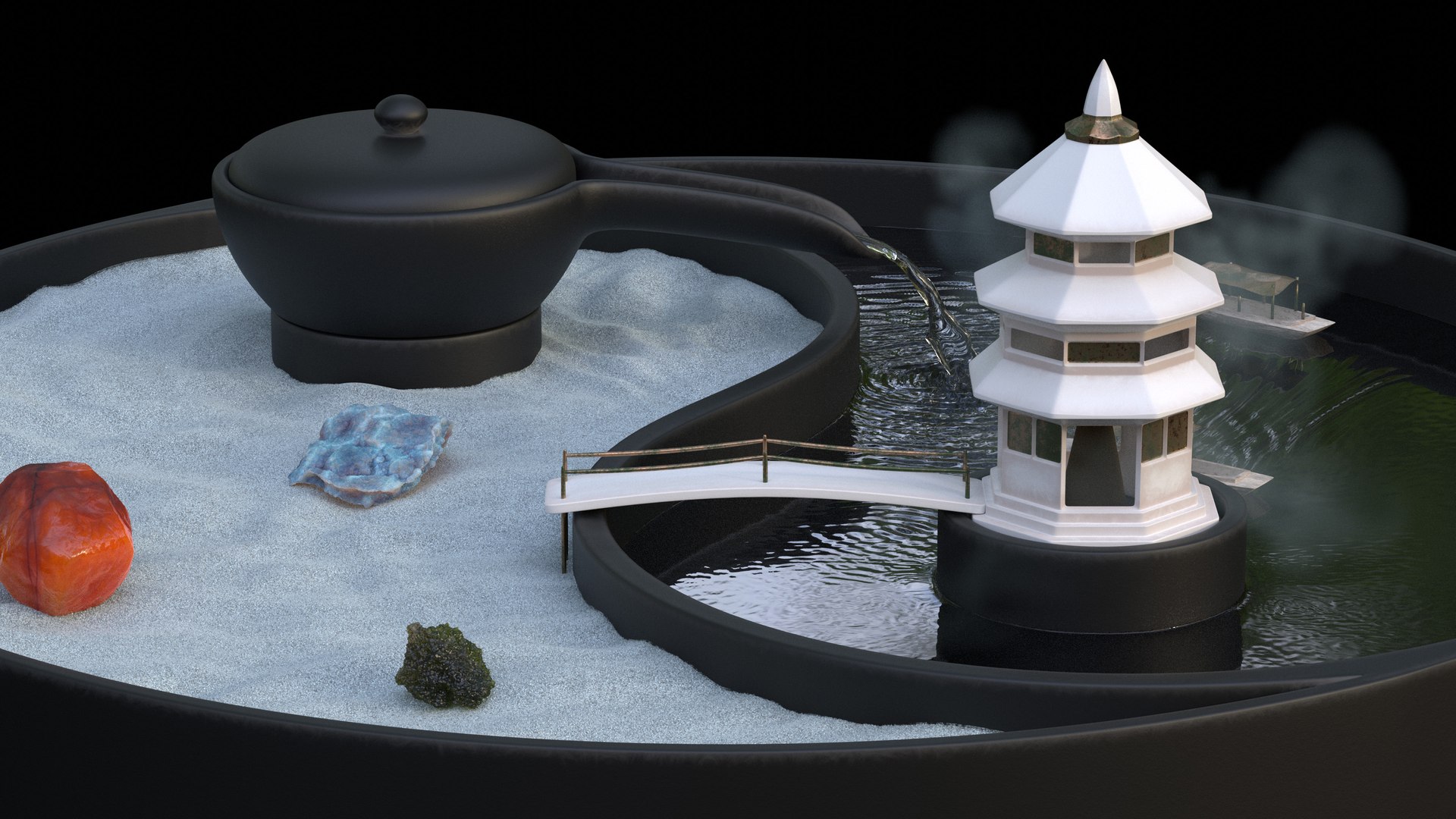 Desktop Zen Garden 3D Model - TurboSquid 2150211