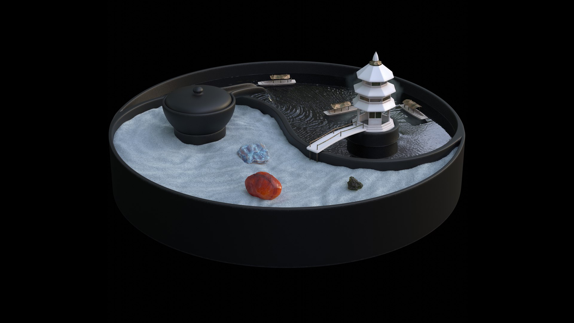 Desktop Zen Garden 3D Model - TurboSquid 2150211