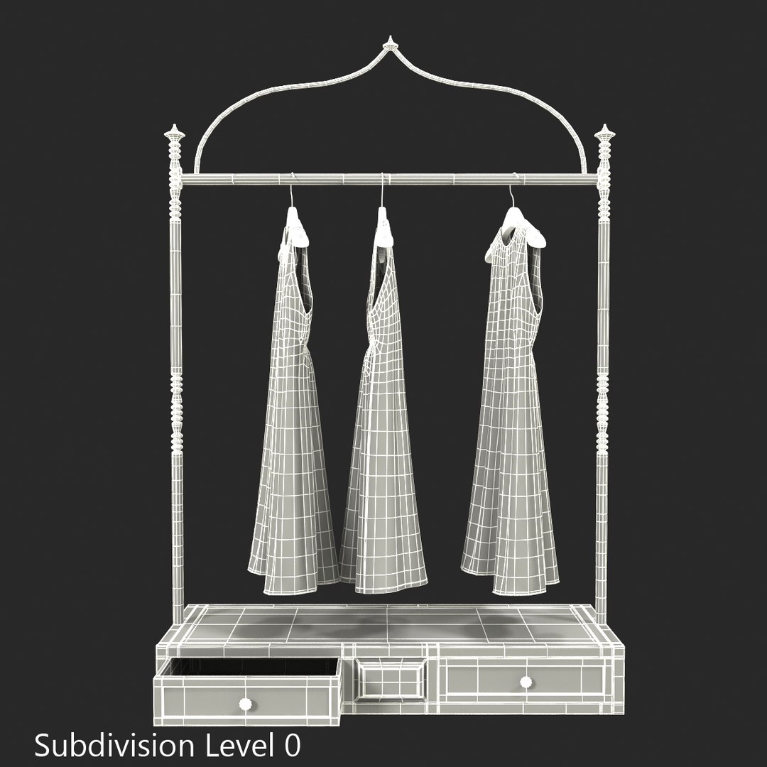 iron clothing display rack obj