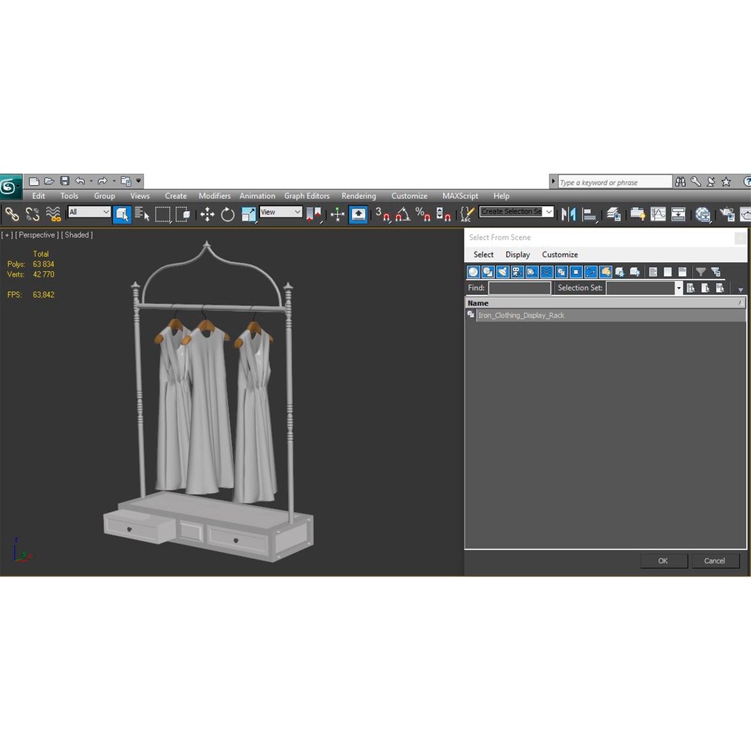 iron clothing display rack obj