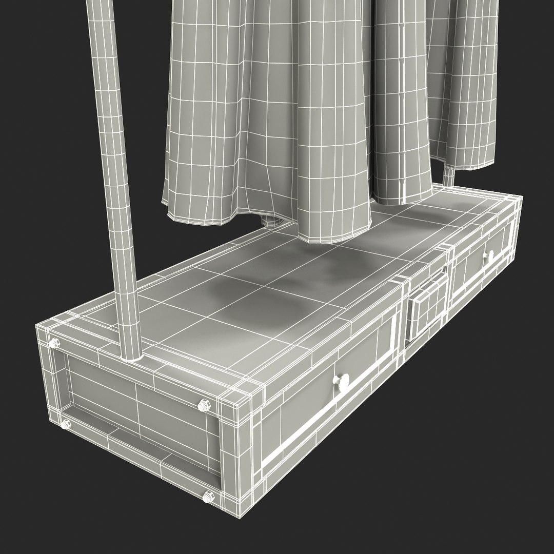 iron clothing display rack obj