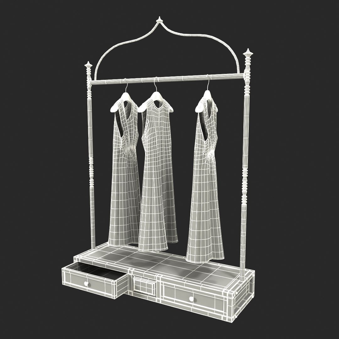 iron clothing display rack obj