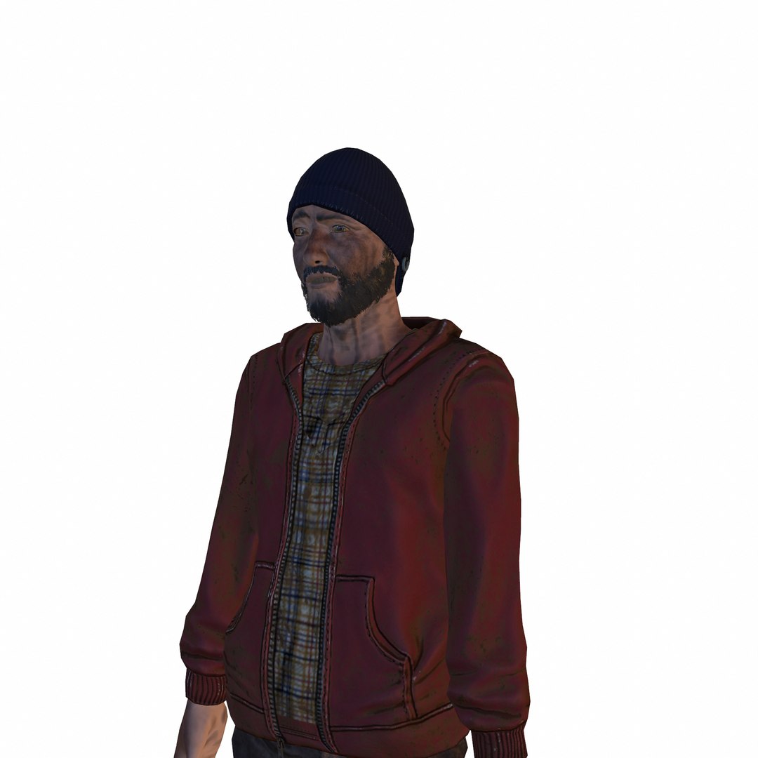 Homeless Hobo Man 3d Model