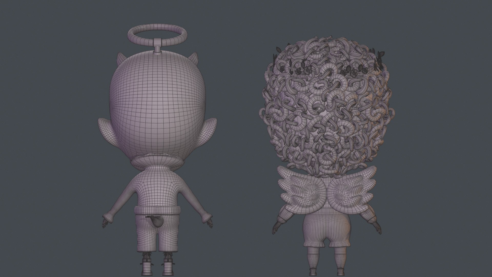 3D Cartoon Angel And Little Devil Model - TurboSquid 2075118