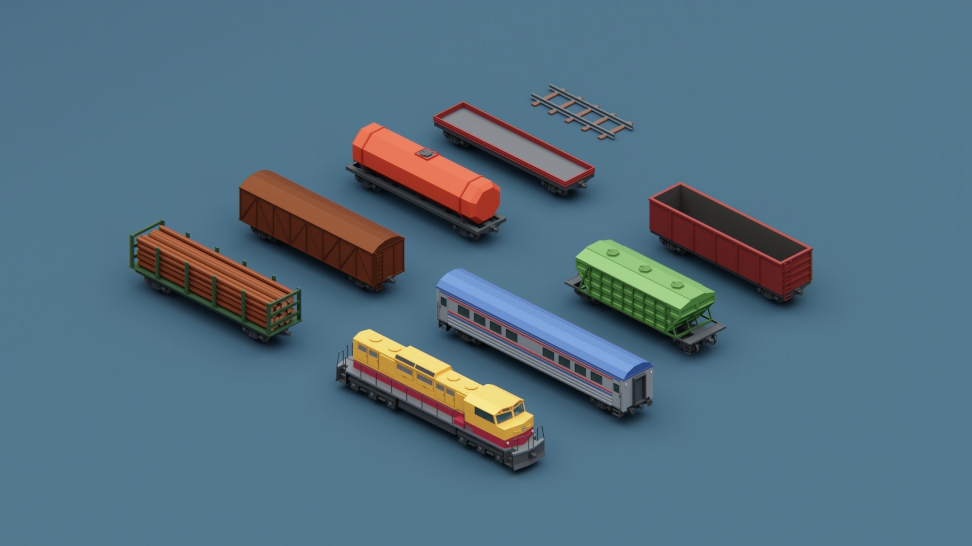 Stylized Train And Rail Wagons Low Poly 3D Model - TurboSquid 2264808