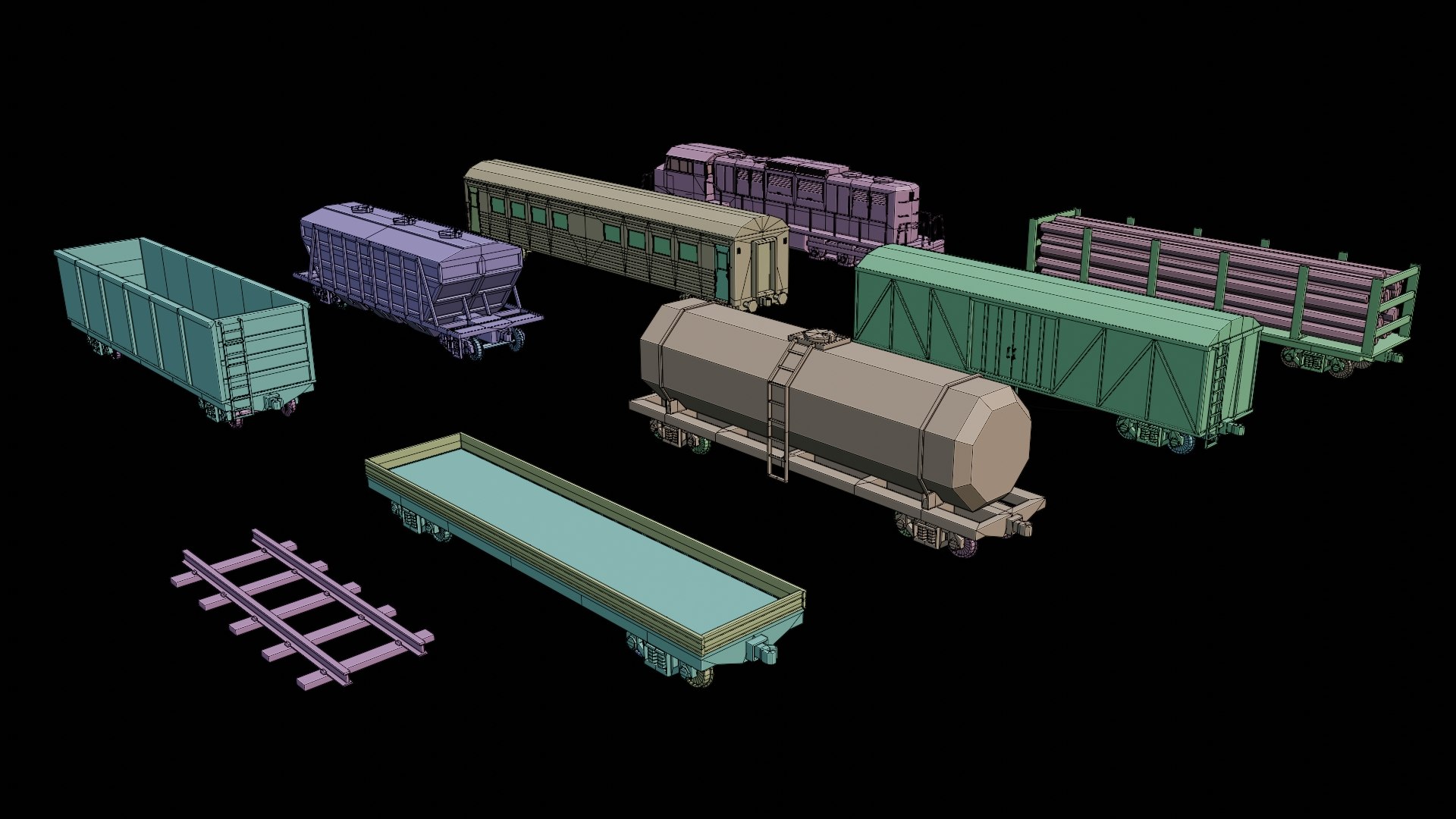 Stylized Train And Rail Wagons Low Poly 3D Model - TurboSquid 2264808